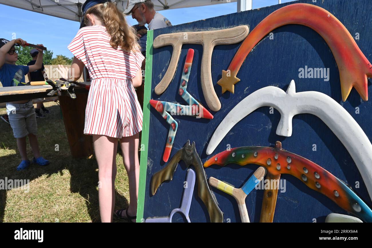 Potsdam, Germany. 09th Sep, 2023. Boomerangs of different shapes and ...