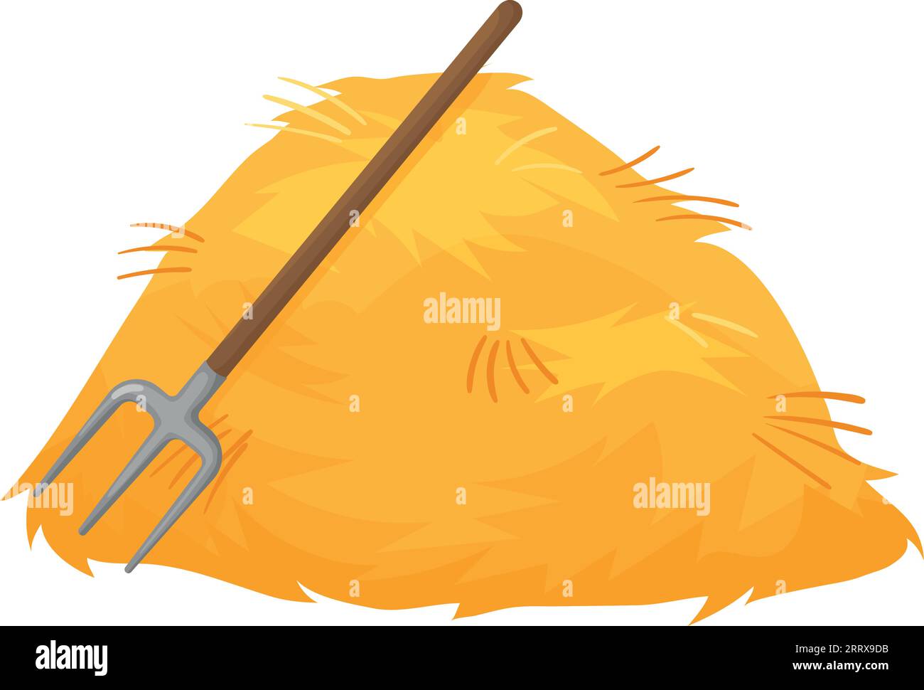 Haystack with hayfork. Cartoon farm animal feeding grass isolated on ...