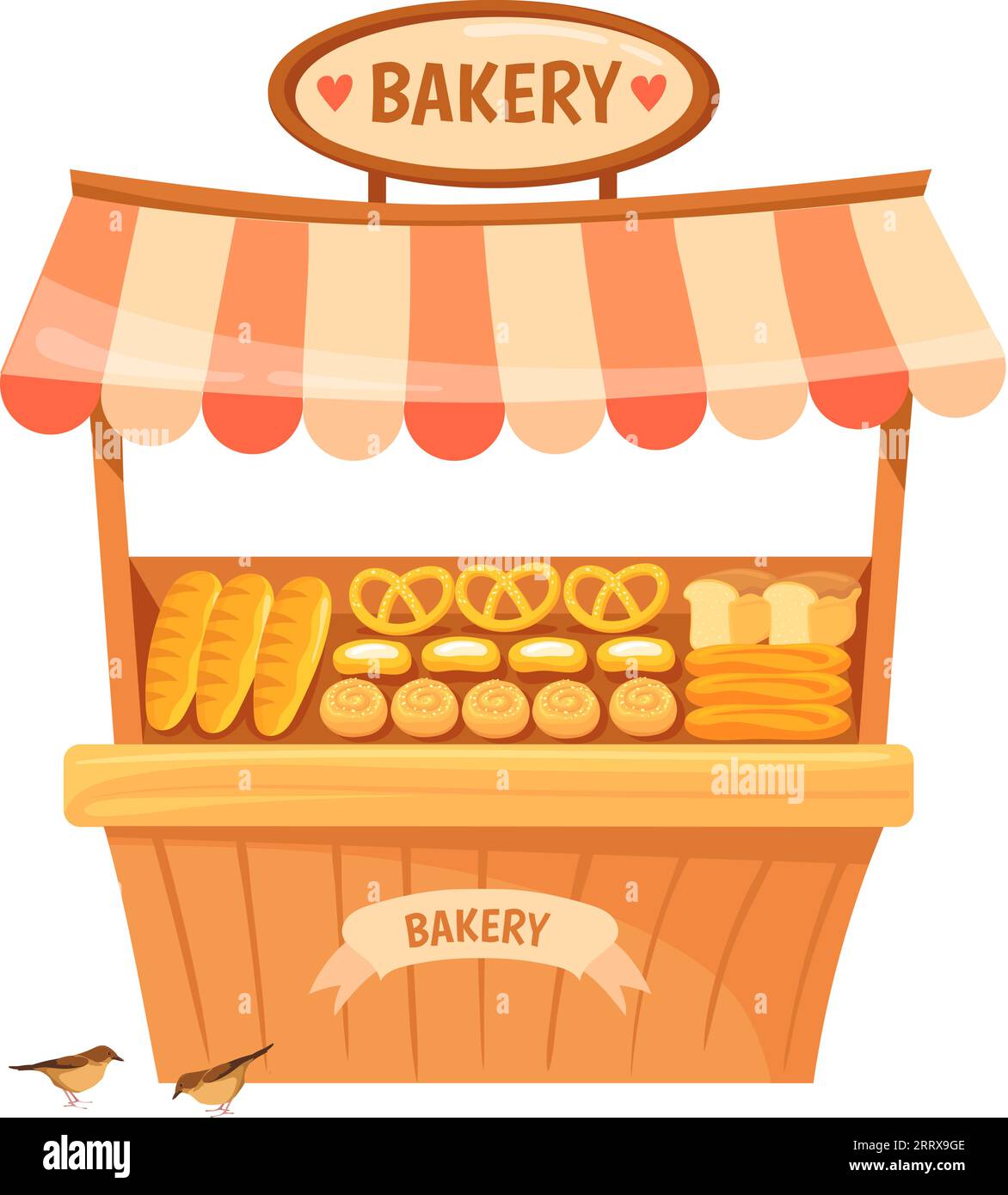 Bakery stand. Cartoon food market stall icon isolated on white ...
