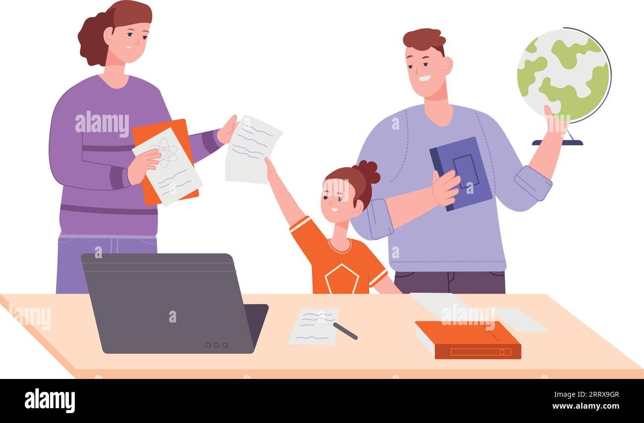 Parents helping children on Cut Out Stock Images & Pictures - Alamy