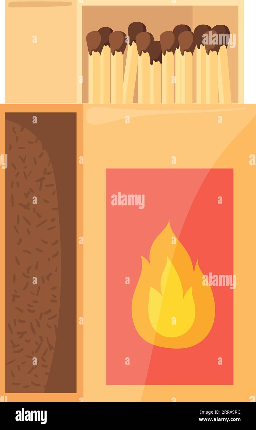 Open match box cartoon icon. Paper pack of wooden sticks isolated on ...