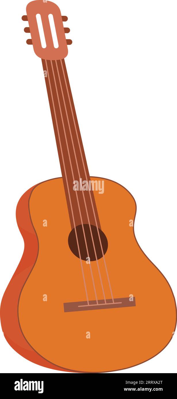 Guitar icon. Classic acoustic string music instrument isolated on white ...