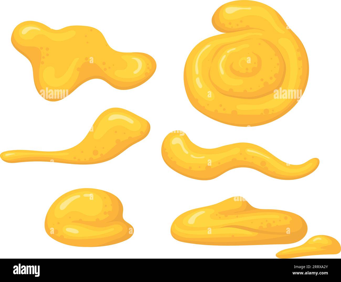 Mustard drop set. Dip sauce splash blobs isolated on white background ...
