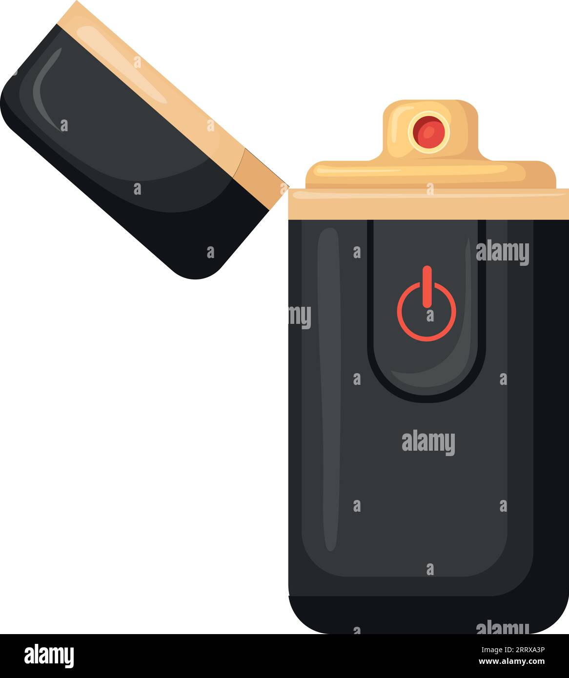 Black lighter cartoon icon. Plastic modern igniter isolated on white ...