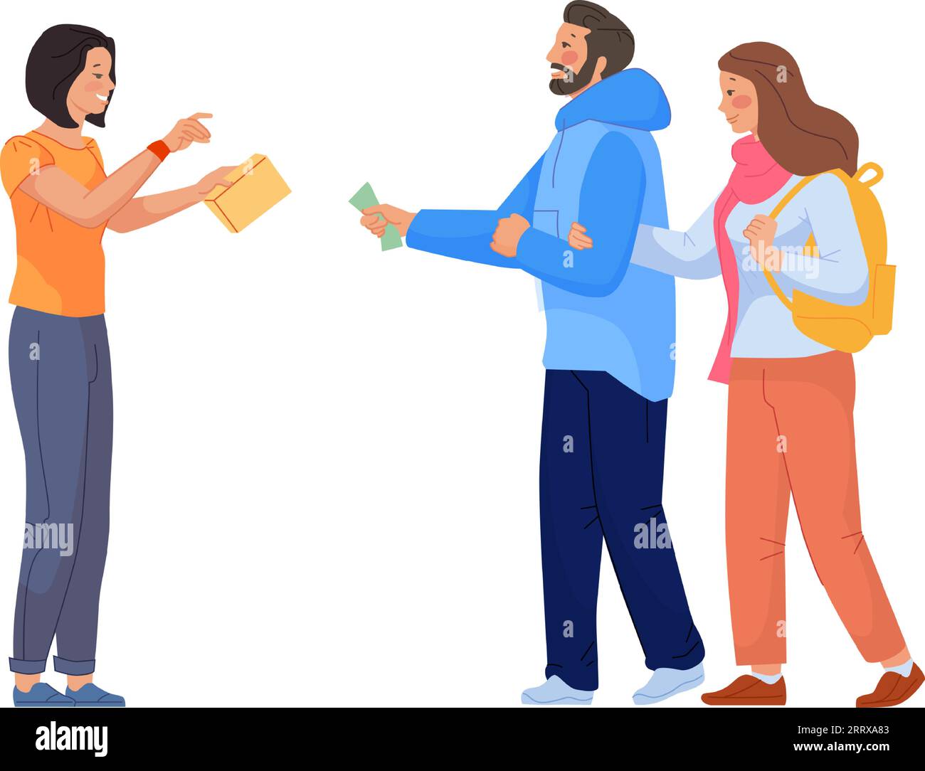 Friends gathering money for birthday present. Woman with envelope ...