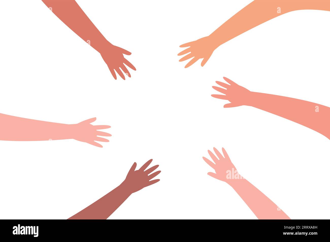 Hand circle. Diverse human palms together. Friendship concept isolated ...