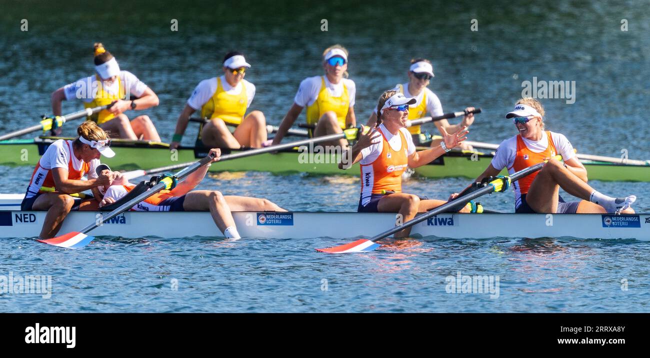 BELGRADE - Marloes Oldenburg, Hermijntje Drenth, Tinka Offereins and Benthe Boonstra in action ...