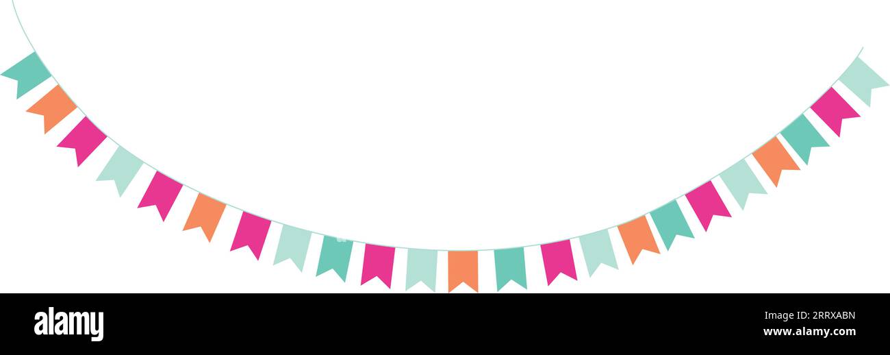Party bunting flags. Celebration color paper garland isolated on white ...