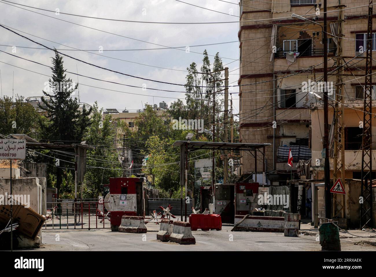 Sidon, Lebanon. 09th Sep, 2023. Lebanese army block one of the entrance ...