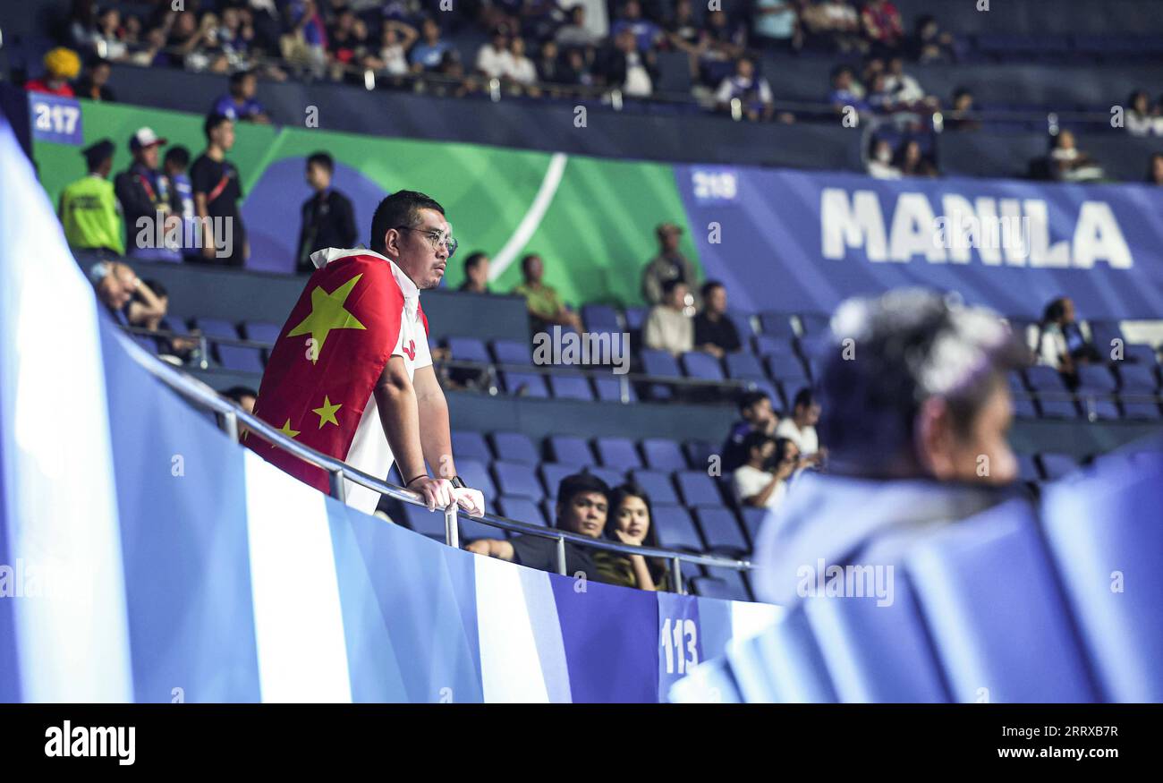 230902 -- MANILA, Sept. 2, 2023 -- A fan of team China is seen on the ...