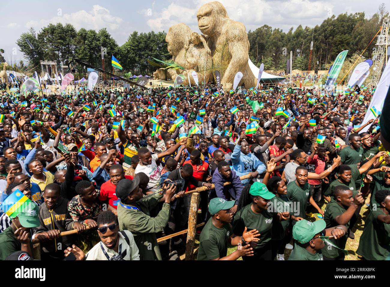 230903 -- MUSANZE, Sept. 3, 2023 -- People gather at the 19th gorilla ...