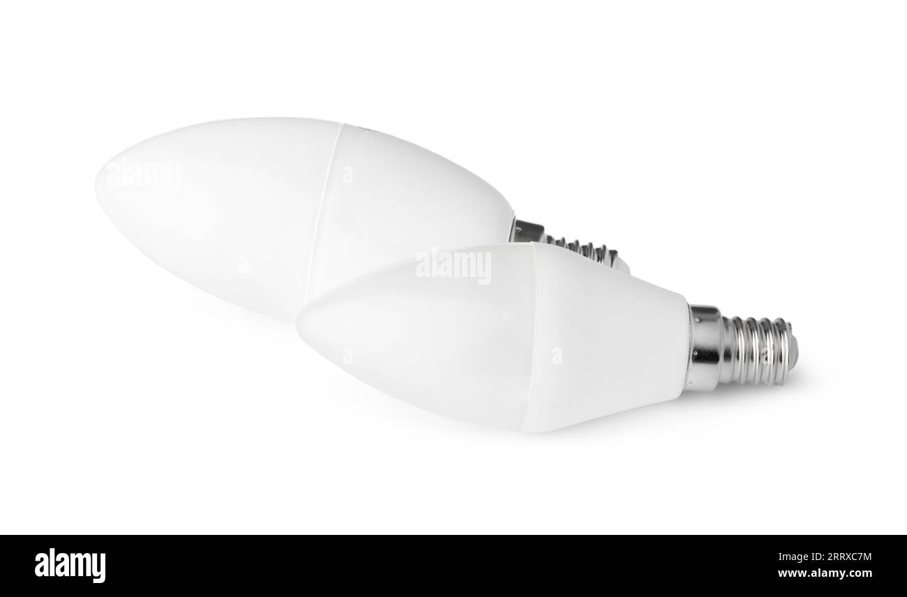 Two light bulbs isolated on white background Stock Photo - Alamy