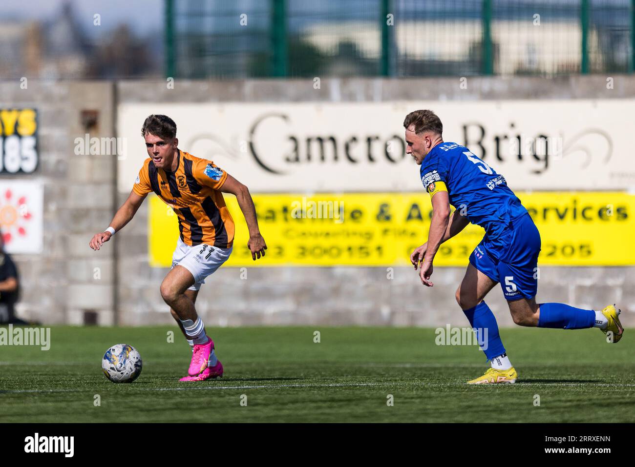 Methil, Scotland. 09 September 2023. Jack Healy (11 - East Fife) looks ...