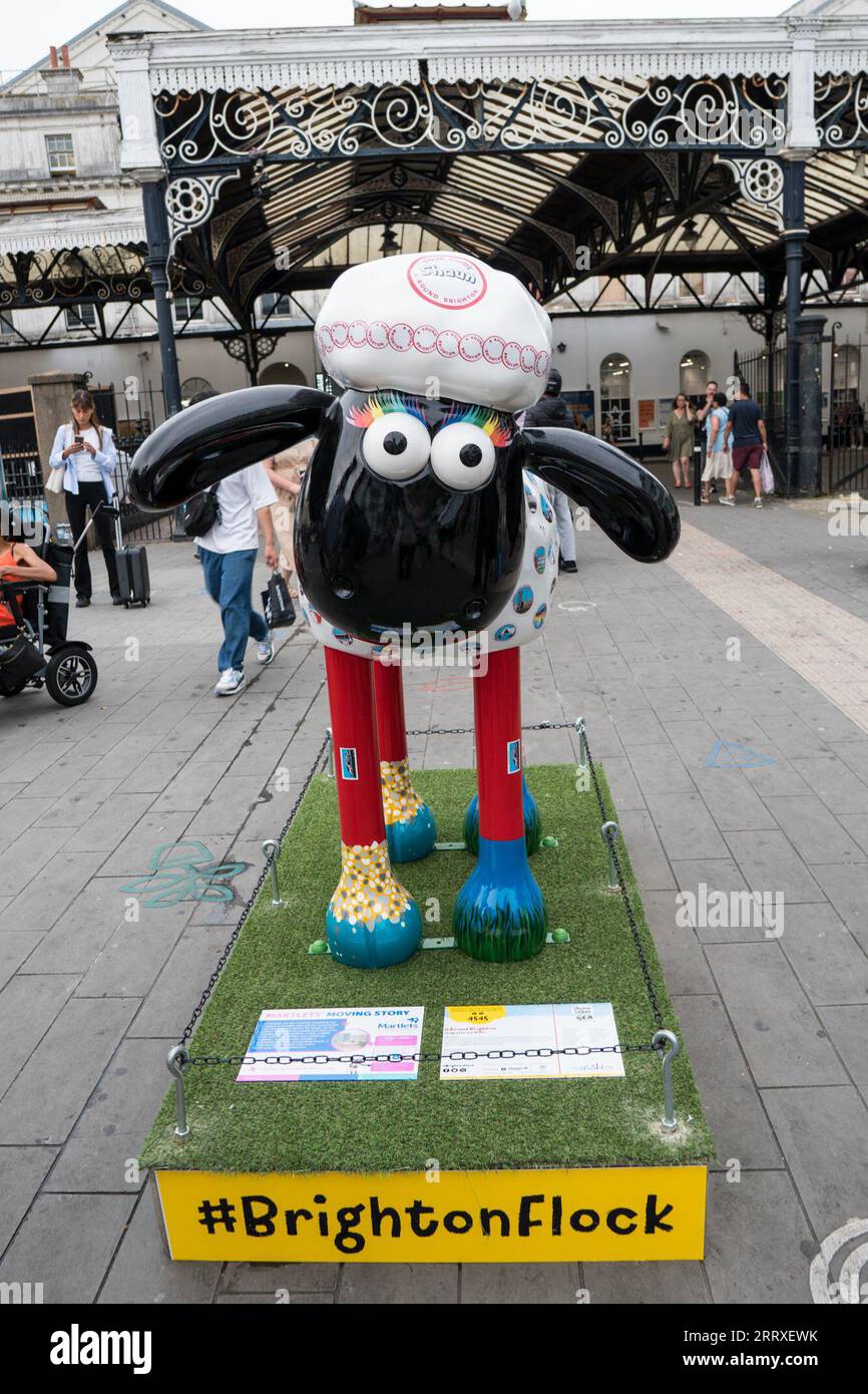 Shaun the Sheep statues in Brighton England UK 8th September 2023 ...