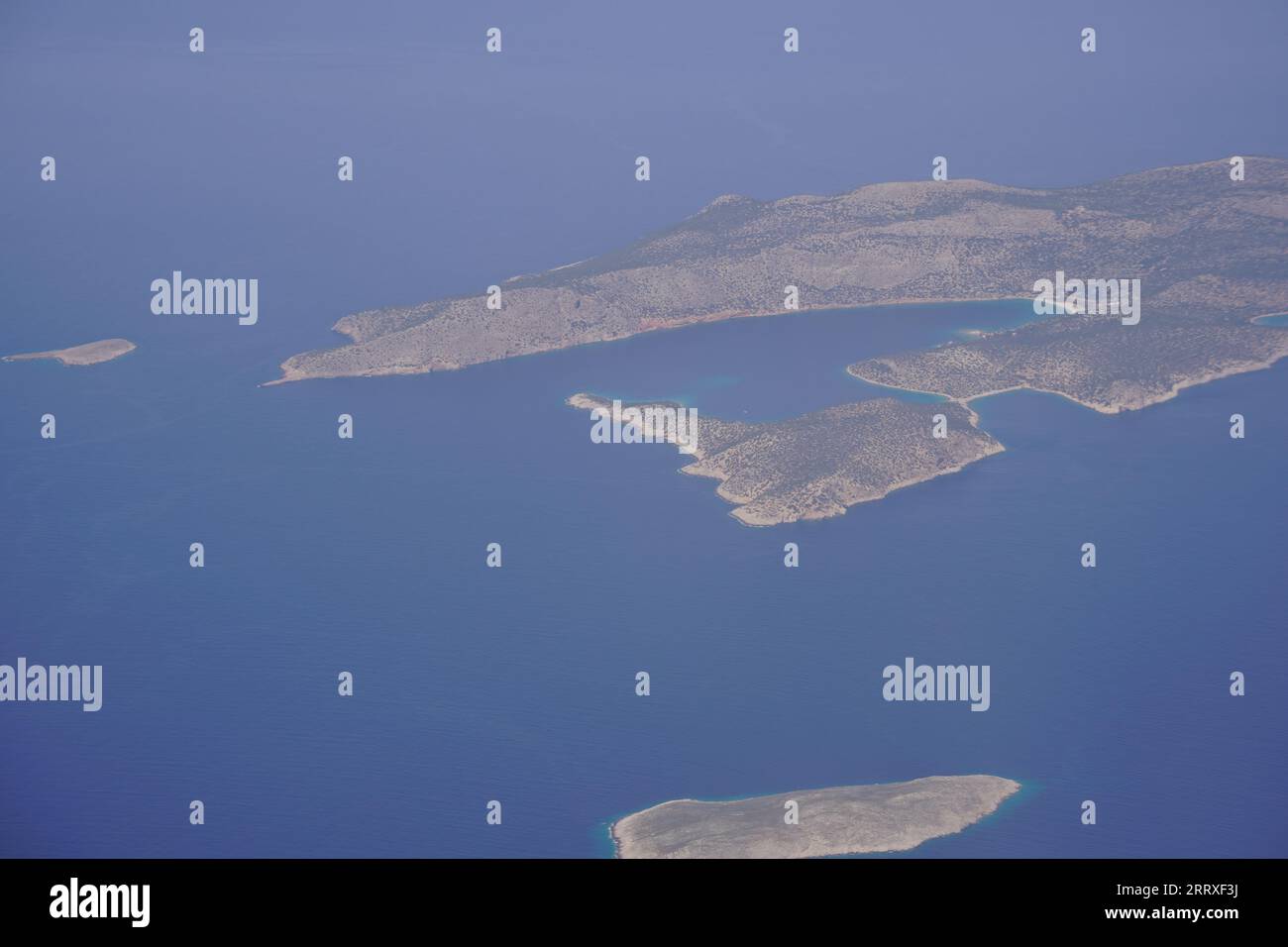 Greek islands aerial view shot from plane Stock Photo - Alamy