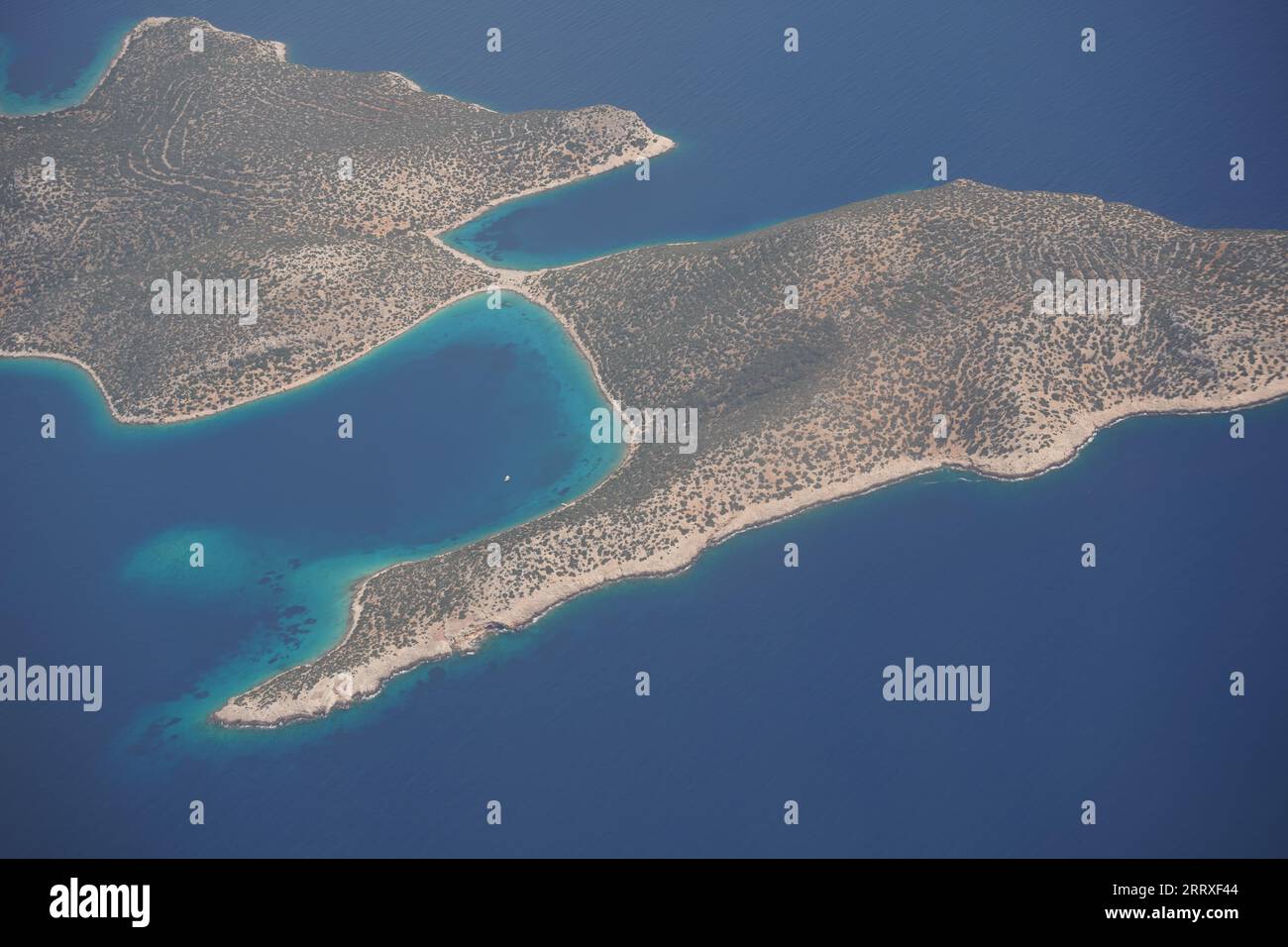 Greek islands aerial view shot from plane Stock Photo - Alamy