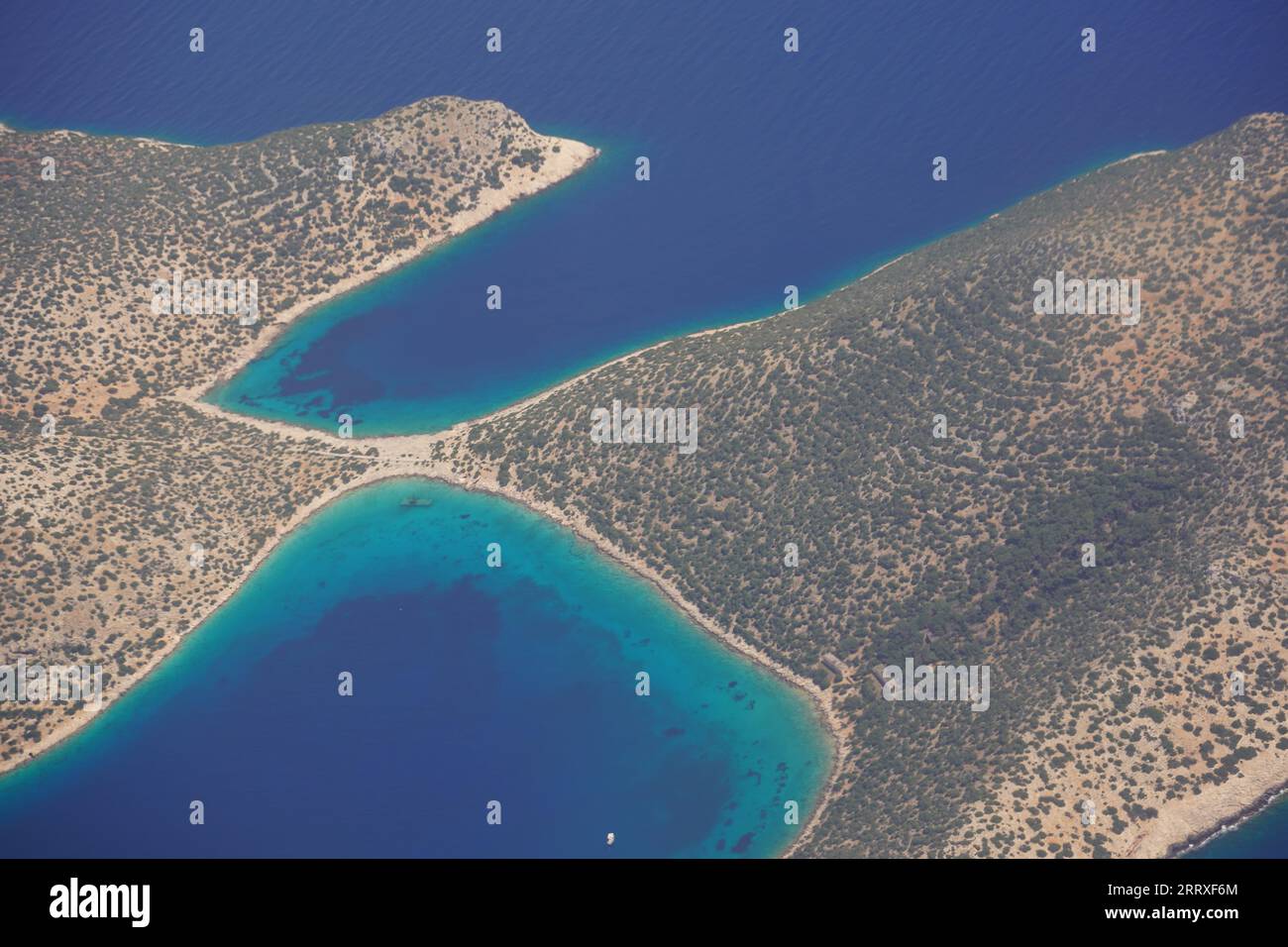 Greek islands aerial view shot from plane Stock Photo - Alamy
