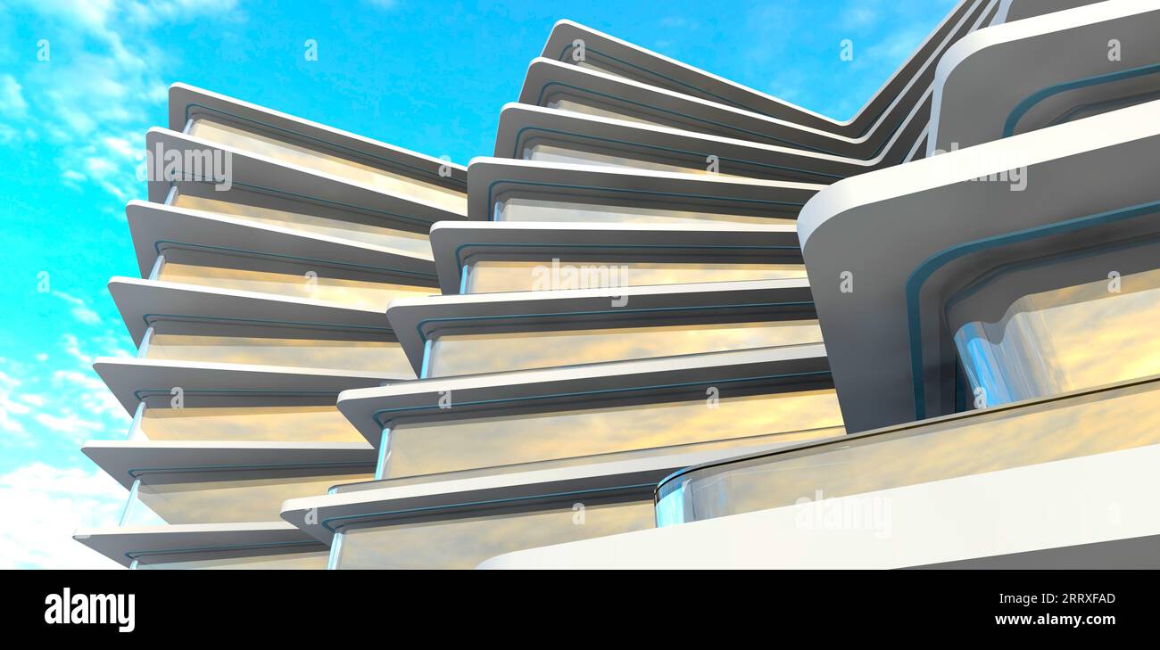Conceptual design of the modern apartment building facade. Best ...