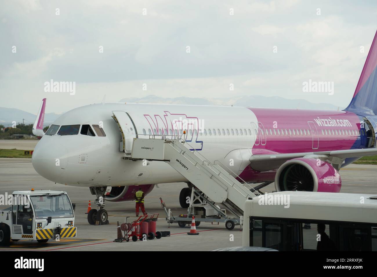 Rhodes, Greece - April 6, 2023: WizzAir plane on airport in Rhodes in ...