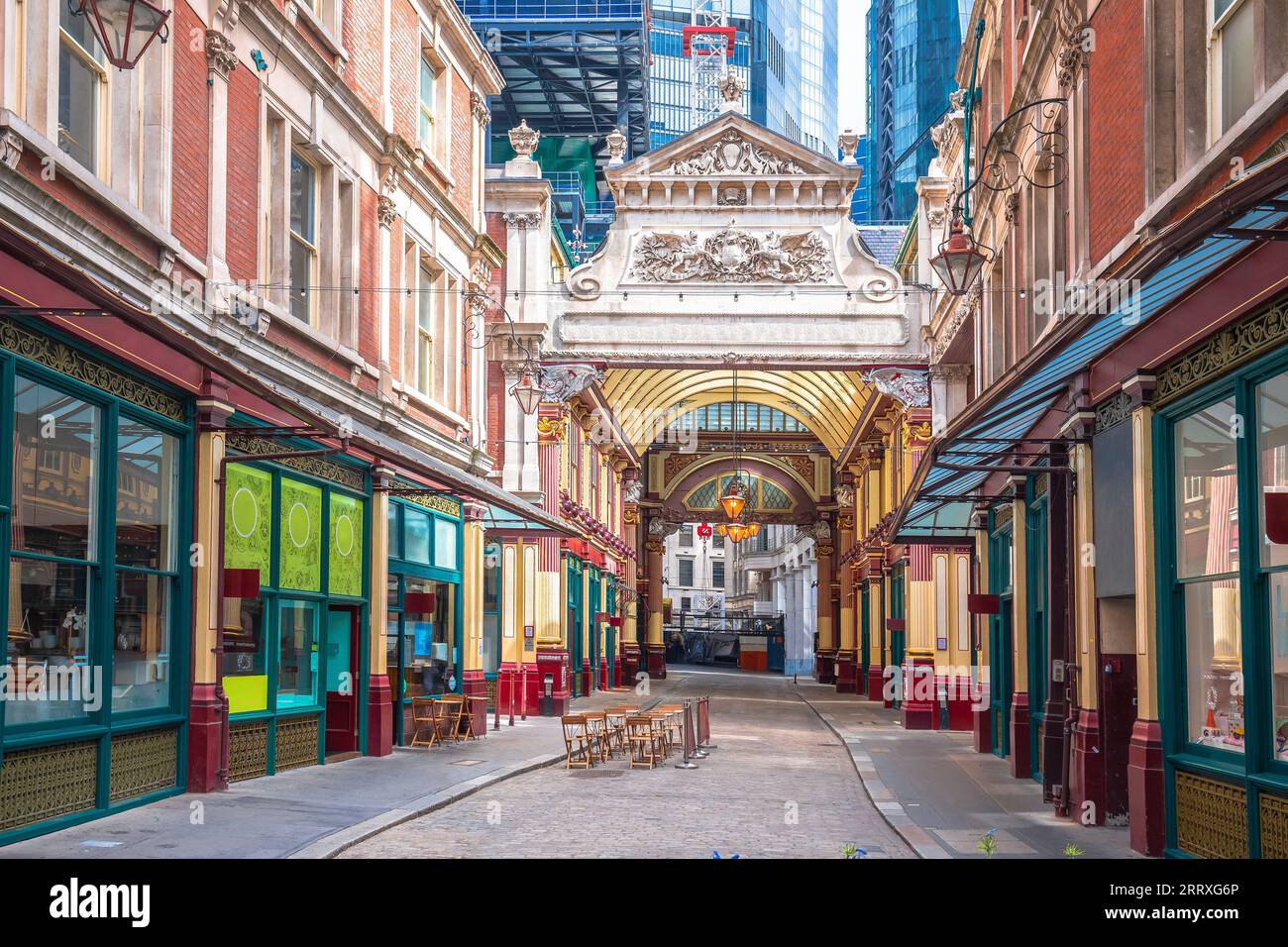 Leadenhall Market in London City colorful historic architecture view ...