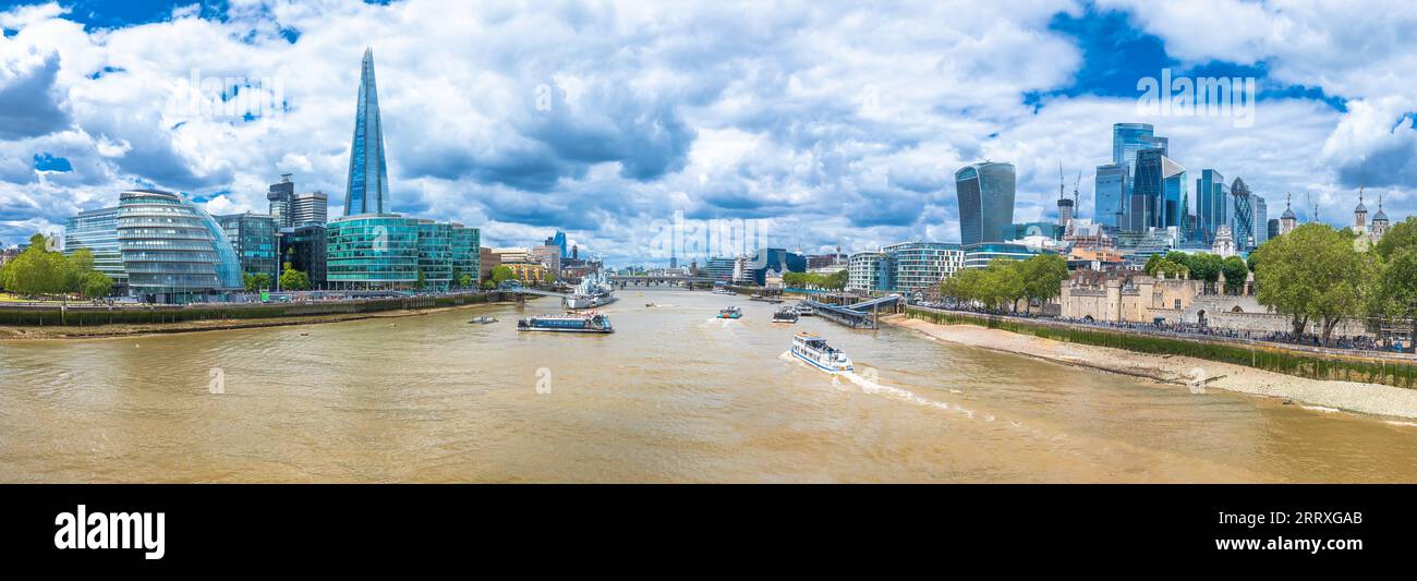 Thames riverfront skyline in London panoramic view, capital of UK Stock ...