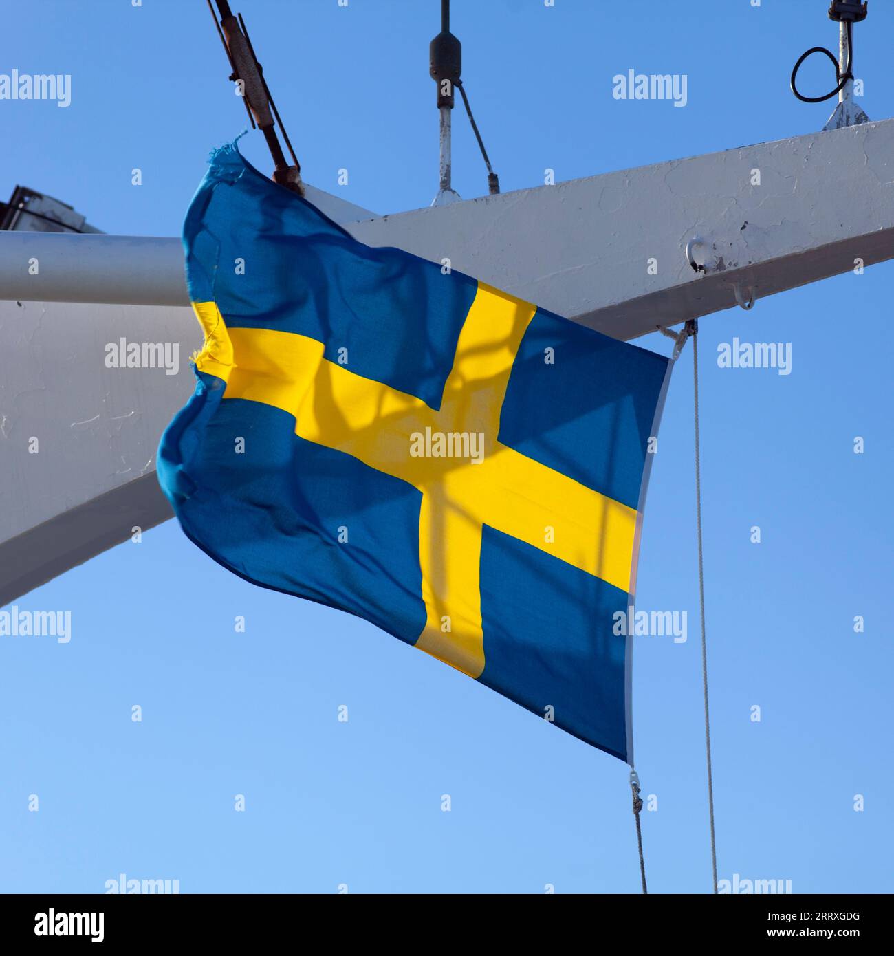 Sweden, Swedish Standard. A blue and yellow flag on top of the pilot ...