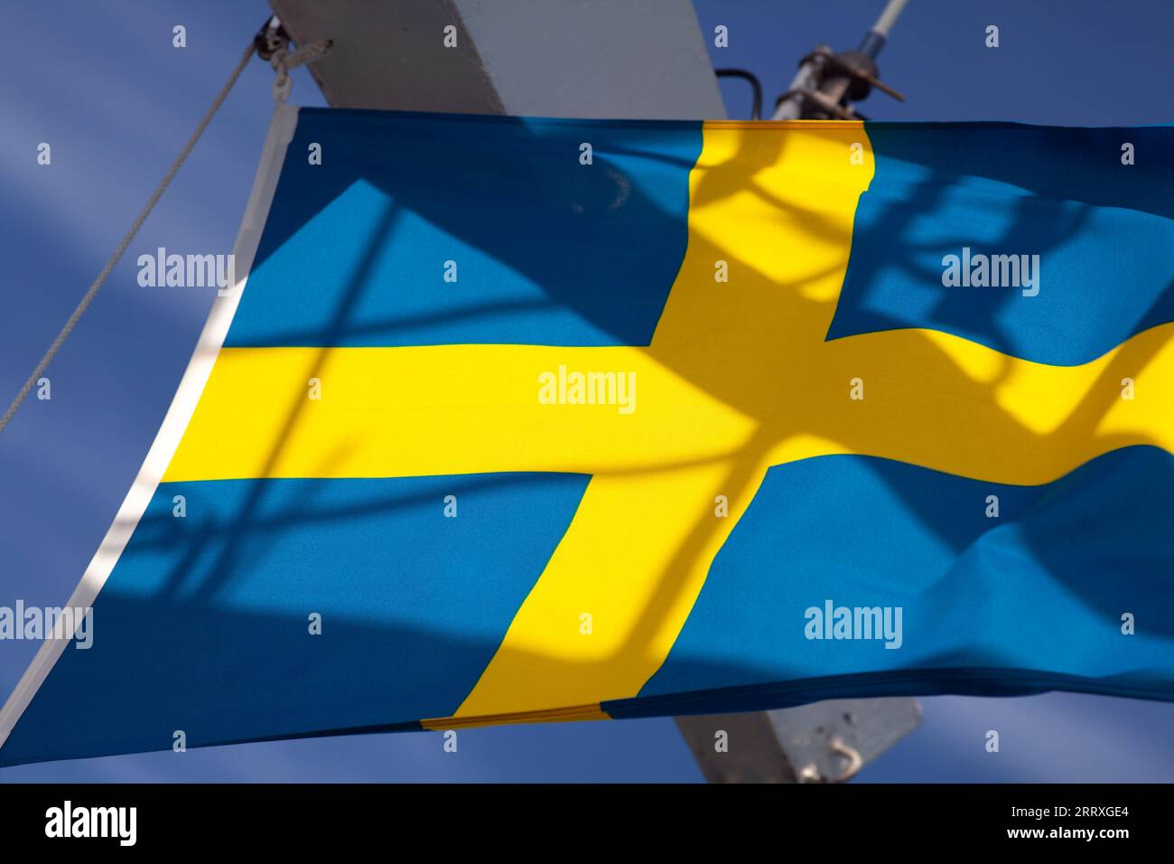 Sweden, Swedish Standard. A blue and yellow flag on top of the pilot ...