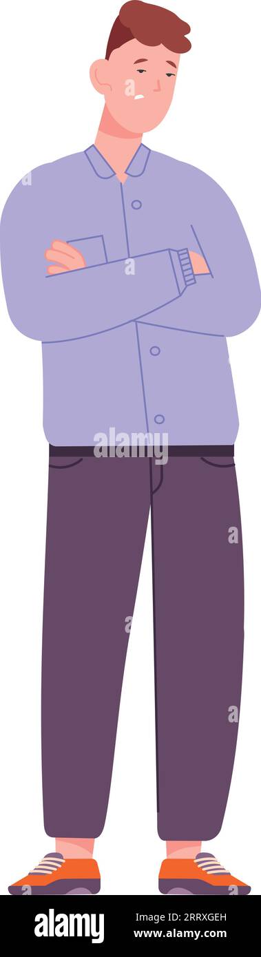 Upset man with crossed arms. Disappointed person standing isolated on ...
