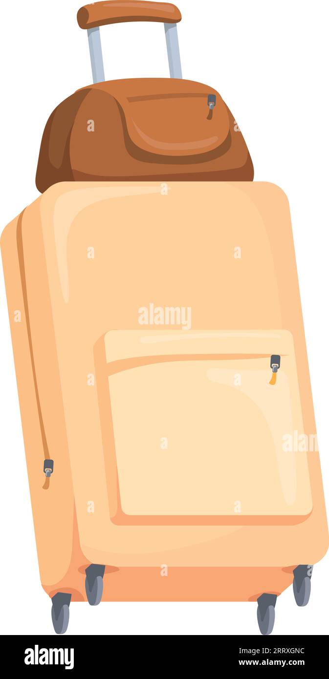 Luggage cartoon icon. Travel baggage on wheels. Journey symbol isolated ...