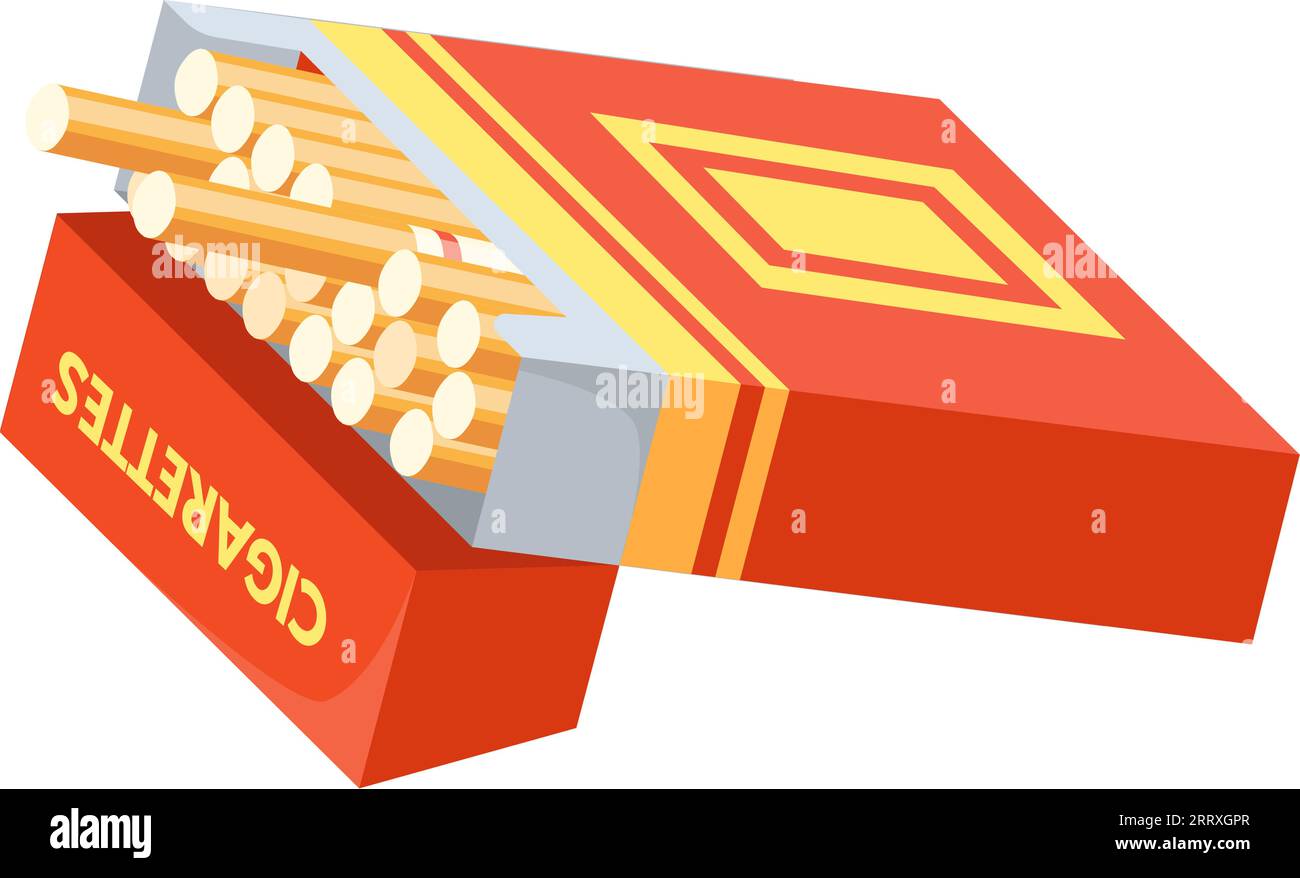 Cigarette pack cartoon icon. Tobacco smoking symbol isolated on white ...