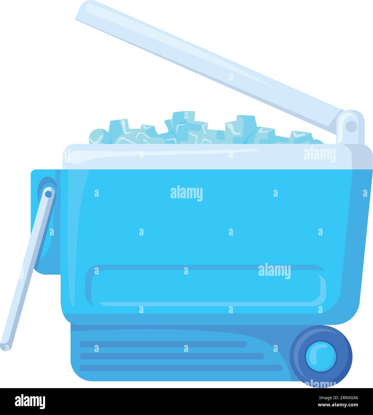 Cooler box full of ice. Mobile thermal container isolated on white ...