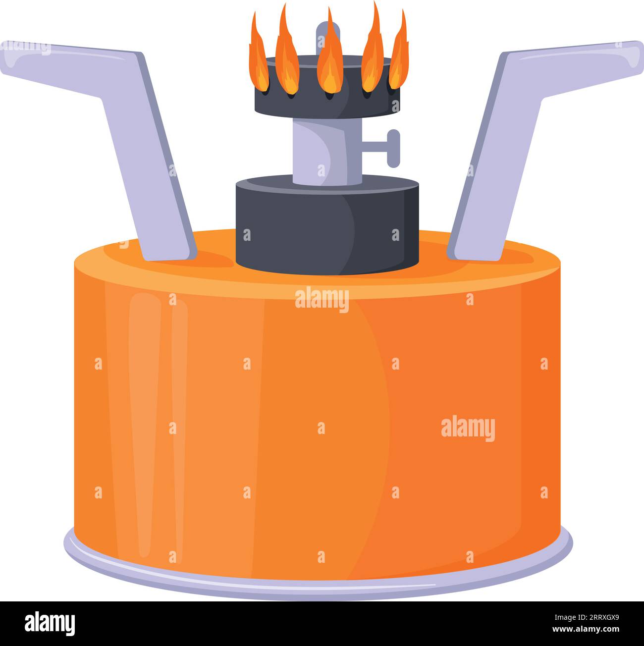 Travel stove with gas fire burner cartoon icon isolated on white ...