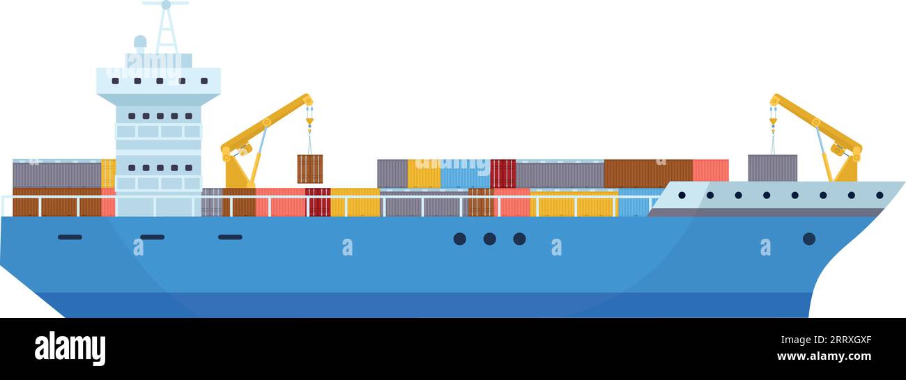 Cargo ship icon. Sea freight container transport isolated on white ...