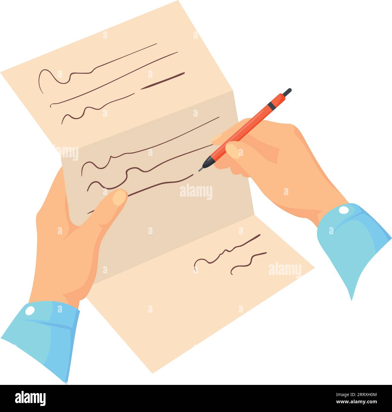 Writing letter cartoon icon. Paper sheet message isolated on white ...