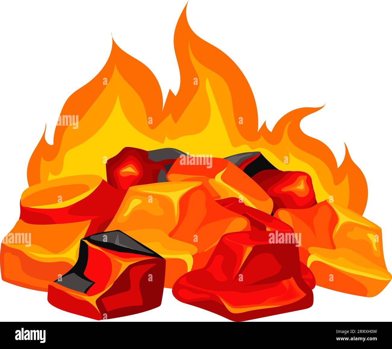 Bonfire icon. Cartoon burning coal. Campfire flame isolated on white ...