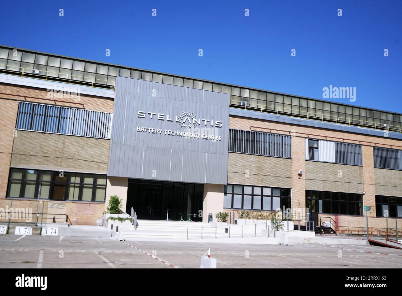 TURIN, ITALY, 8 September 2023 - Stellantis sign at the entrance of the ...