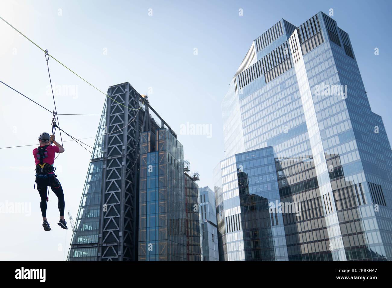 EDITORIAL USE ONLY Participants zip wire during the inaugural London ...