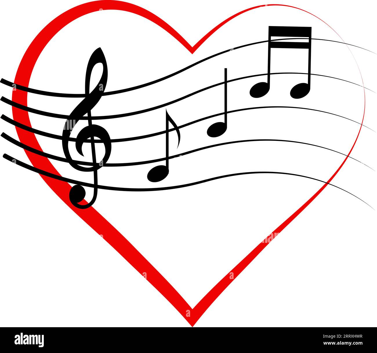 Logo icon heart notes treble clef, love music, melomaniac symbol Stock ...