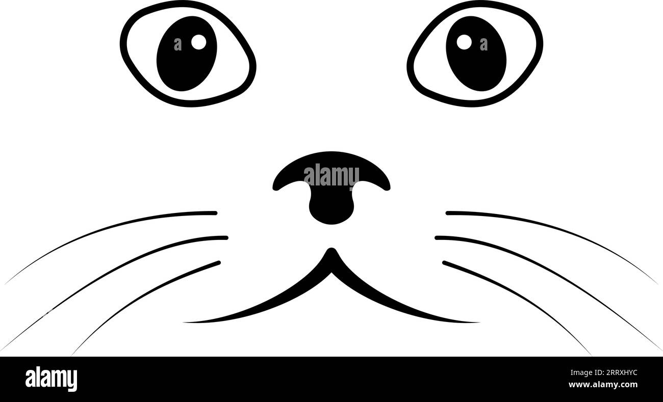 Sketch cat face, simple cat face, mustache nose and eyes Stock Vector ...