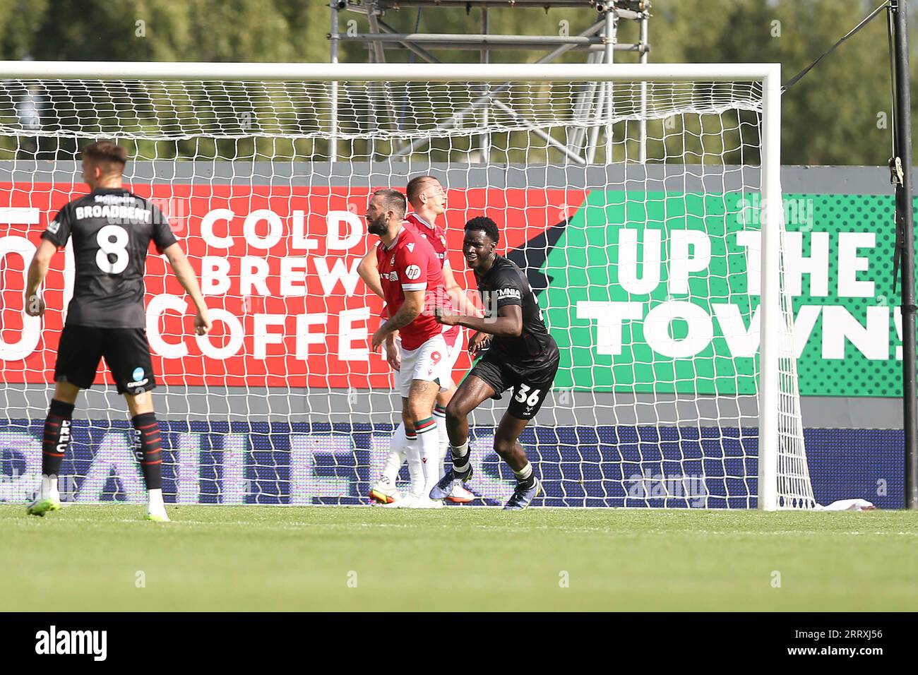 Wrexham, UK. 09th Sep, 2023. Modou Faal of Doncaster Rovers celebrates ...