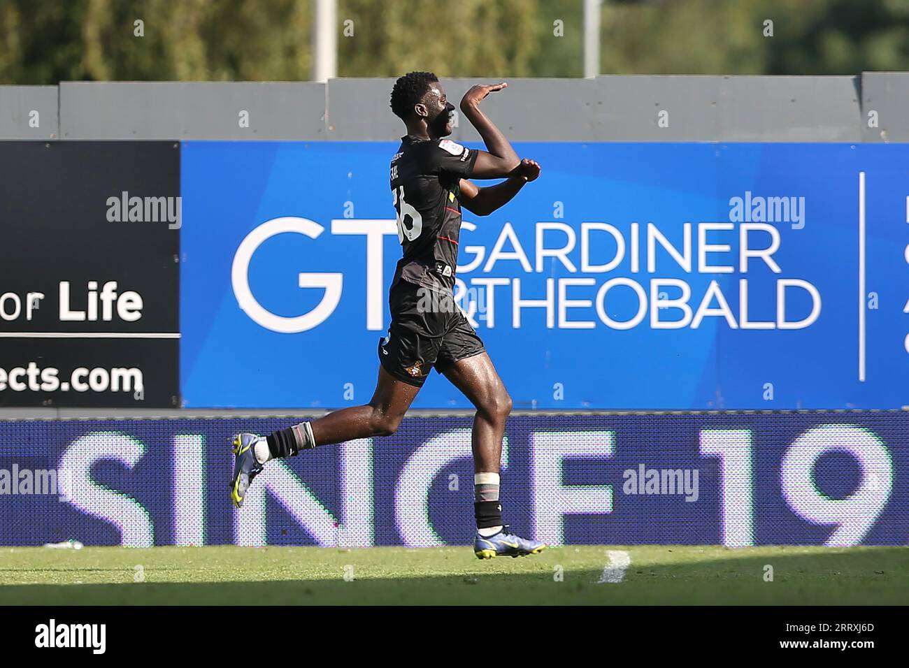 Wrexham, UK. 09th Sep, 2023. Modou Faal of Doncaster Rovers celebrates ...