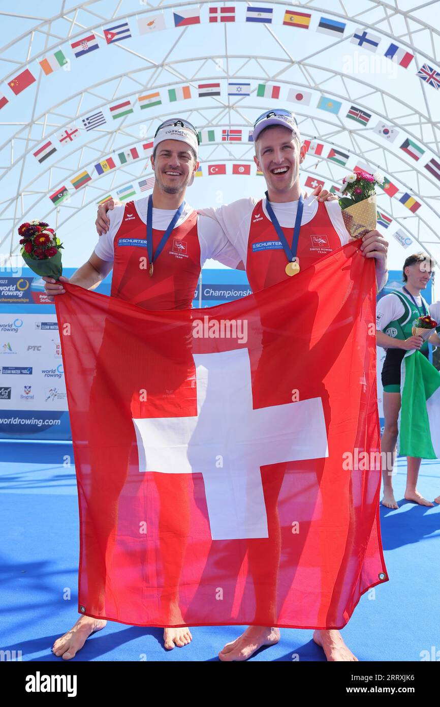 Belgrade, Serbia. 9th Sep, 2023. Gold medalists Roman Roeoesli (L) and ...