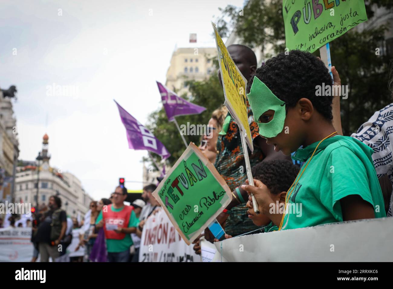 Madrid, Spain. 09th Sep, 2023. A masked child takes part during the ...