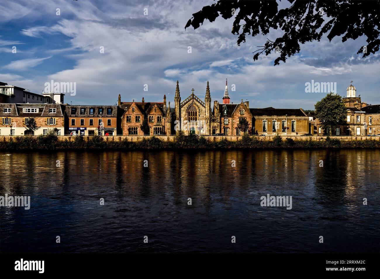 Historic Houses and River Ness in Inverness, Scottish Highlands Stock ...