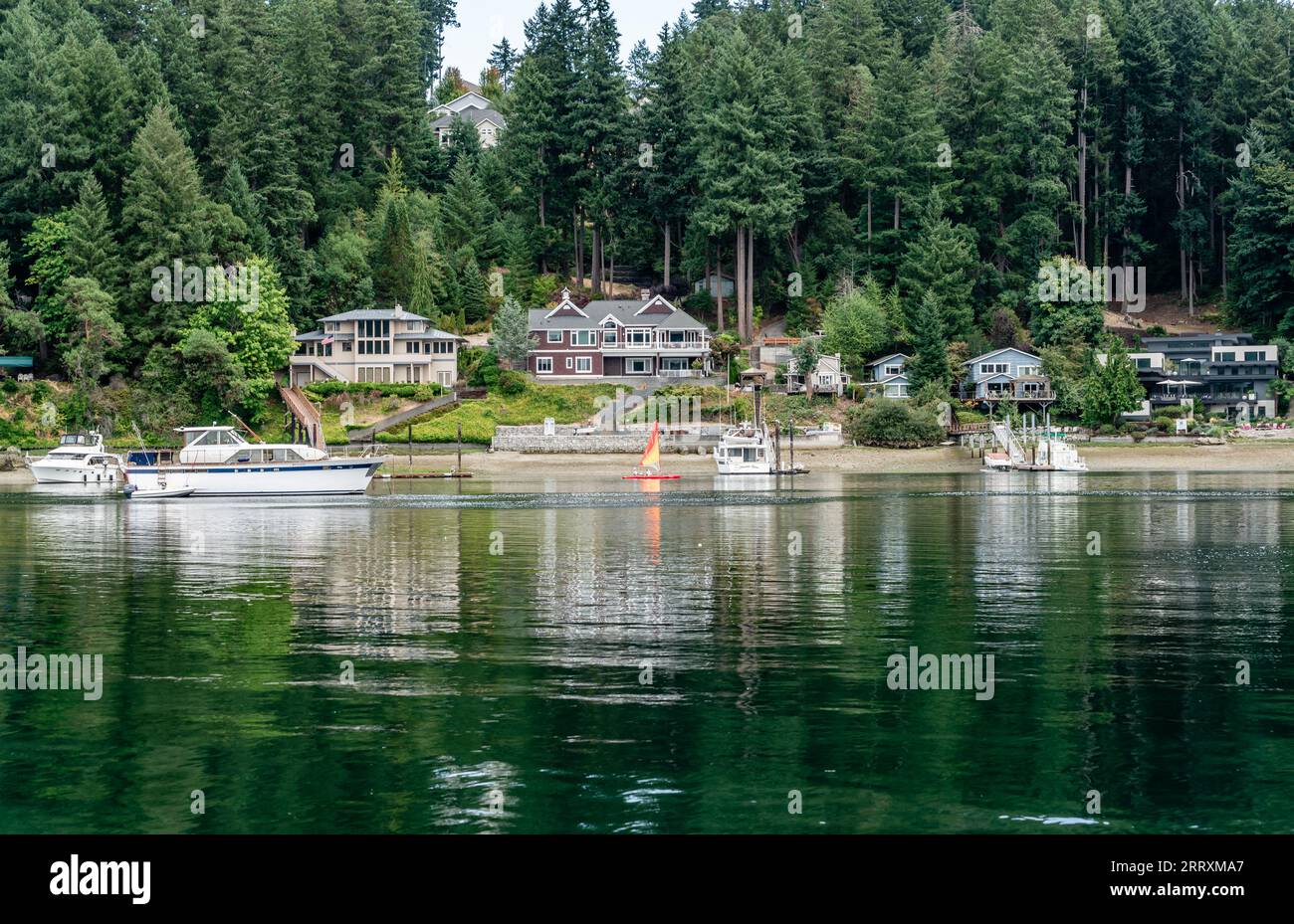 Boats are moored at a marina in Gig Harbor, Washington Stock Photo - Alamy