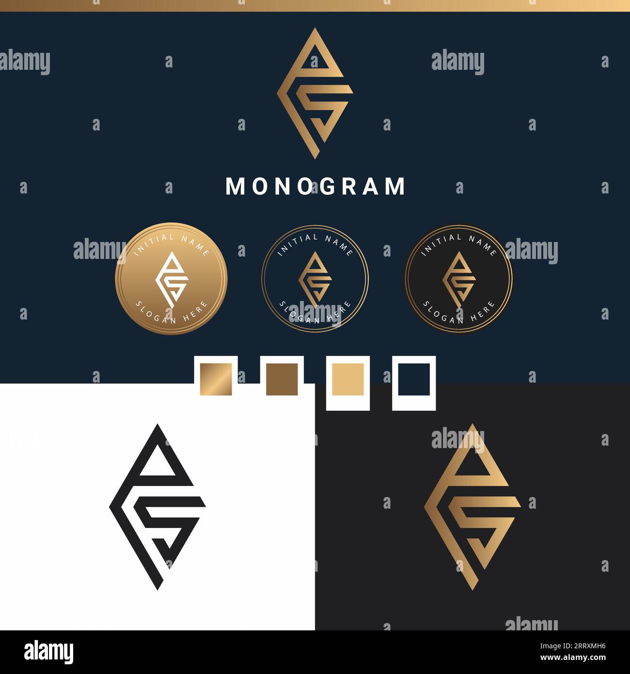 Luxury monogram gold logo design hi-res stock photography and images - Alamy