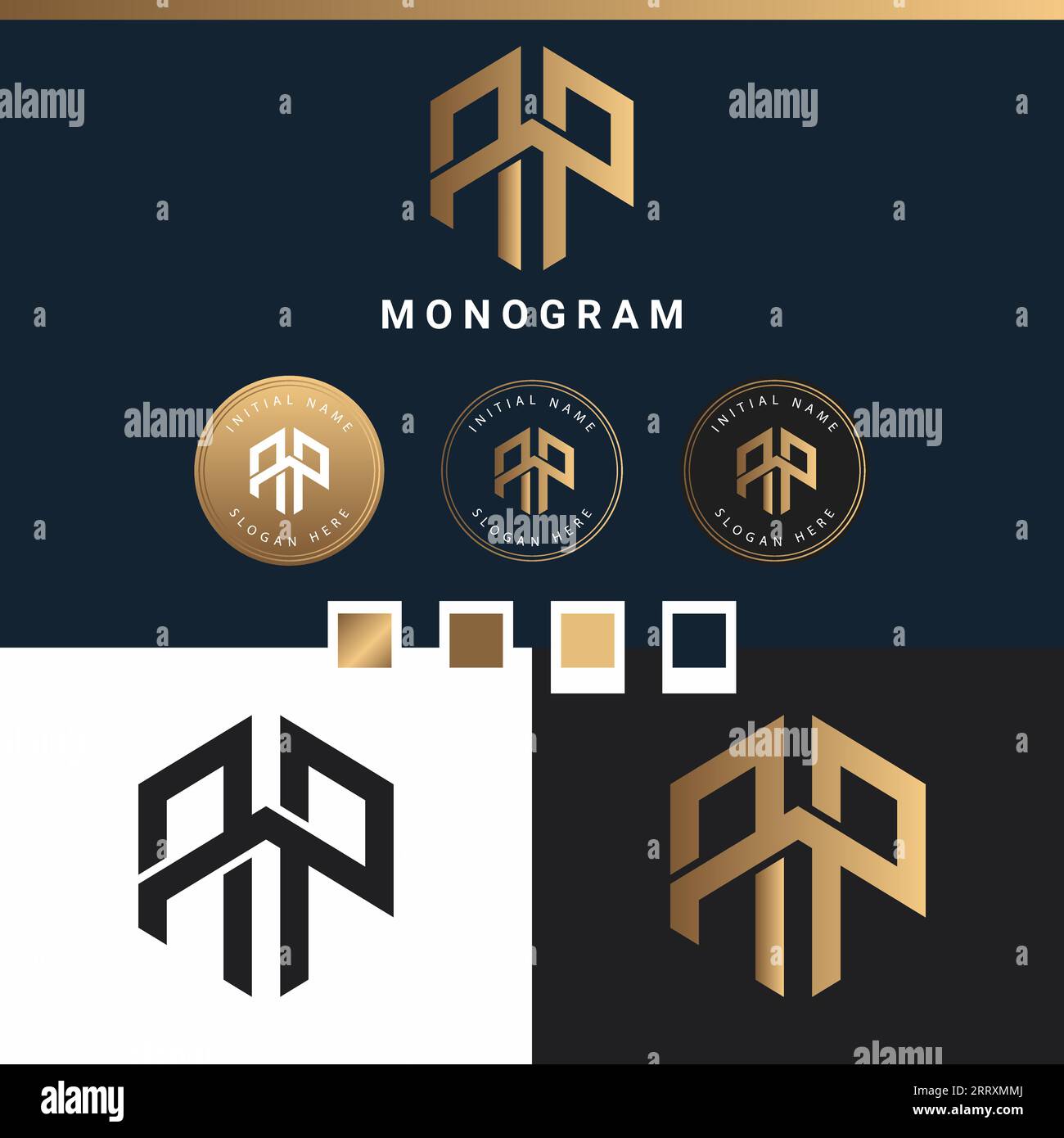 Luxury AP or PA Initial Monogram Text Letter Logo Design Stock Vector ...