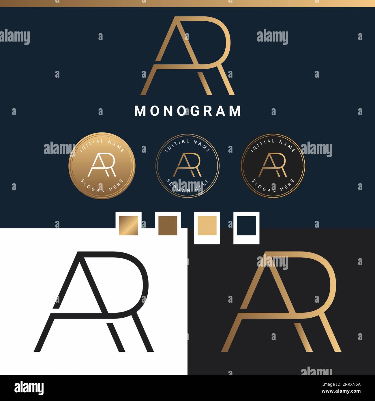 Luxury RA or AR Initial Monogram Text Letter Logo Design Stock Vector ...