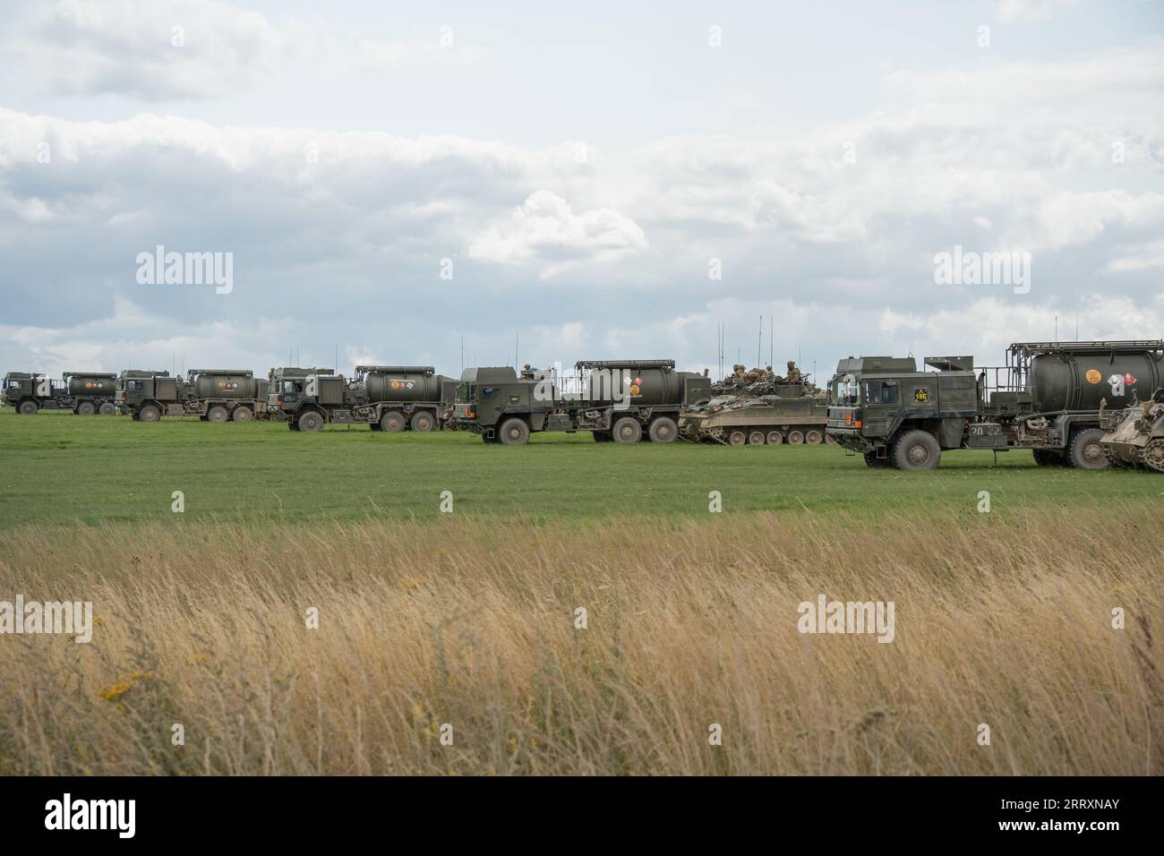 British Army Warrior FV510 fighting vehicle tank refuelling from a M.A ...