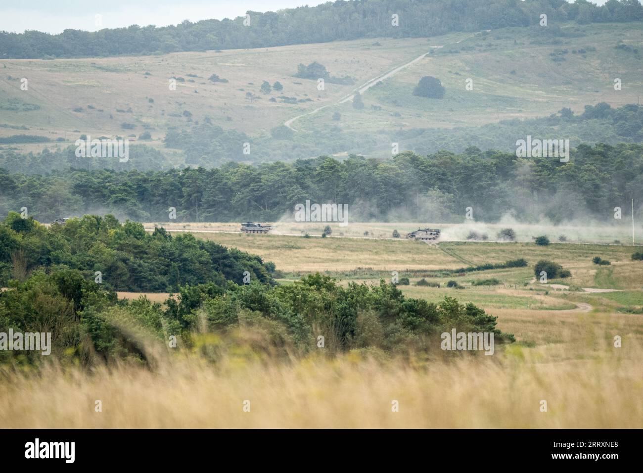 Two British army FV4034 Challenger 2 II main battle tanks hurtling ...